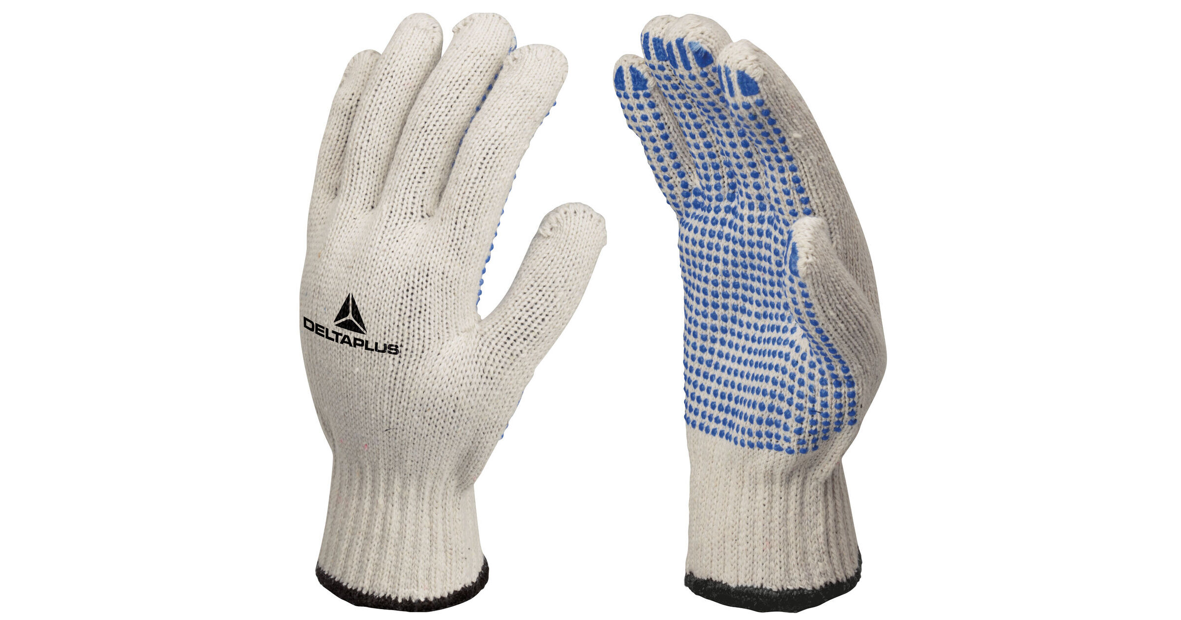 Delta Plus TP169 White Polycotton Work Gripper Gloves With PVC Dots