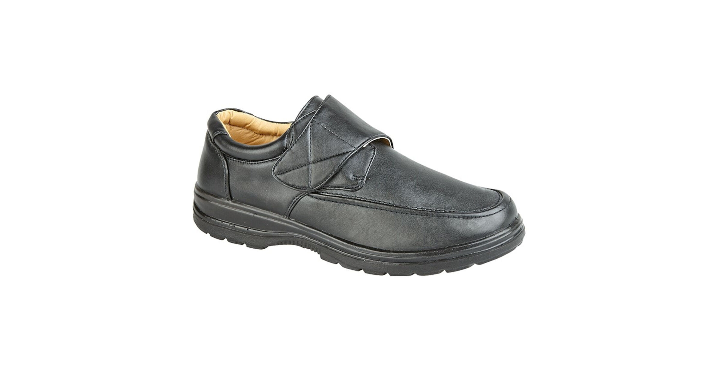Scimitar M826A Mens Black Leather Touch Fastened Wide Fitting Shoes